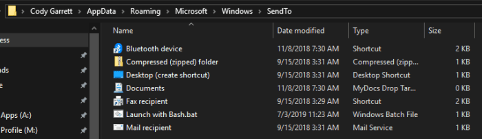 Custom SendTo Execution Shortcuts – Windows – Cody's Blog